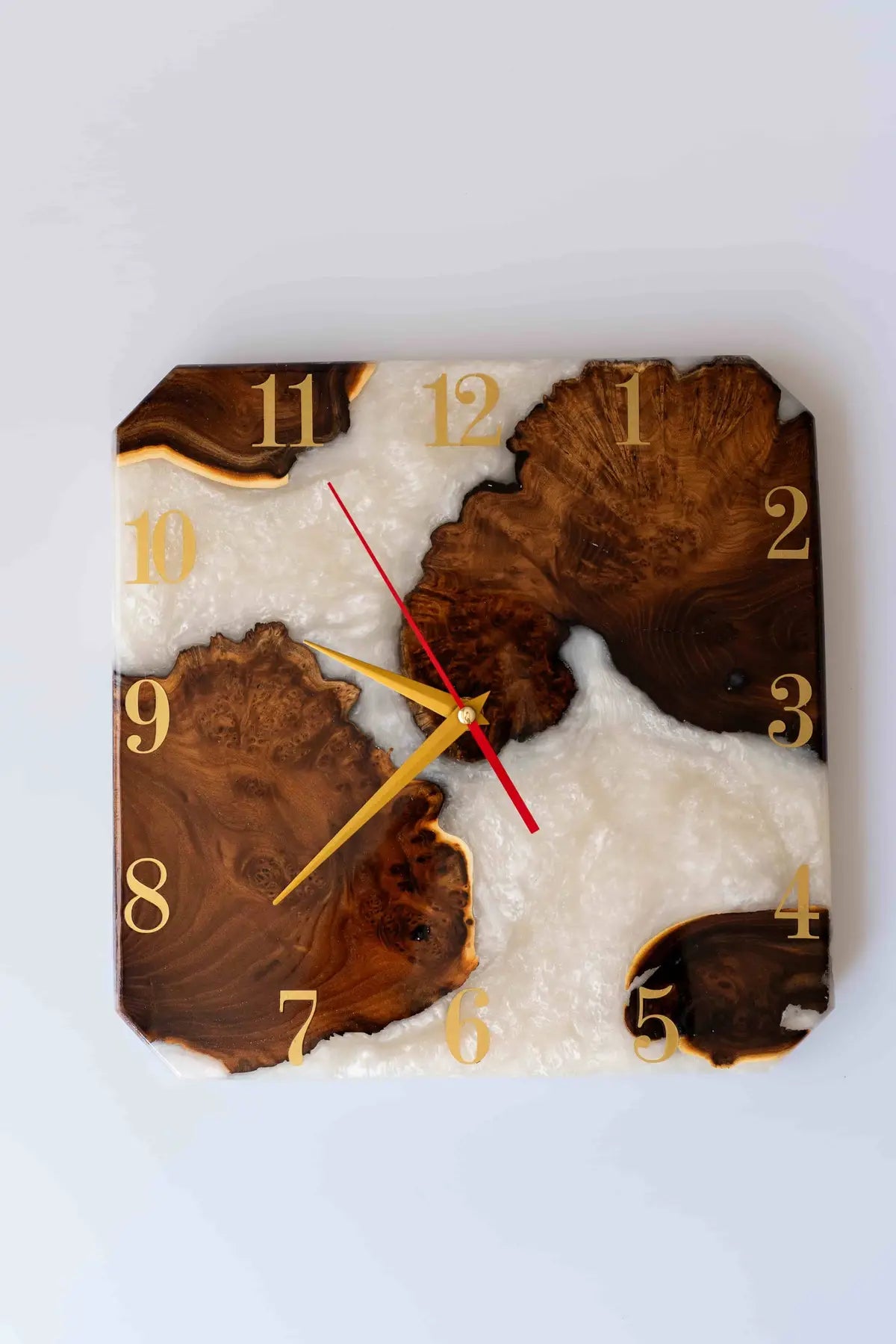 Wood and Epoxy Clock - 12 х 12 in (30 х 30 cm) Diameter - Handmade Wal